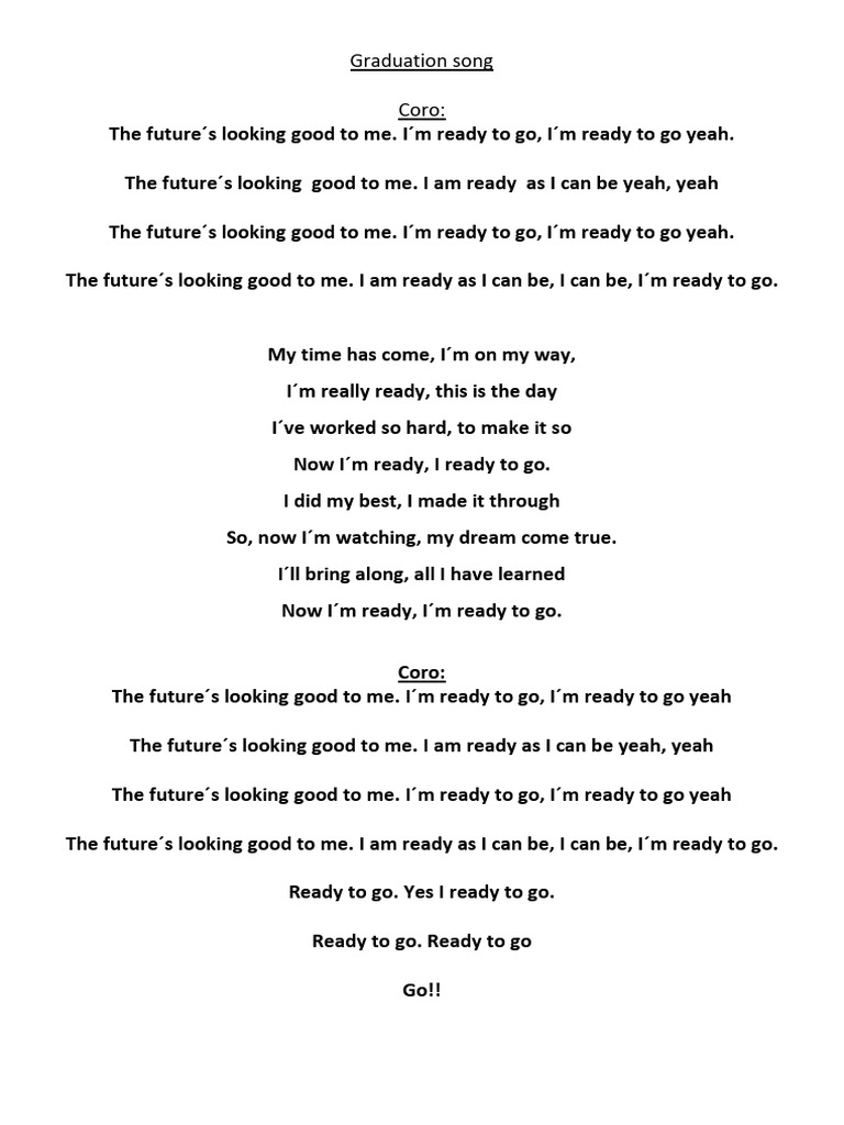 Ready to Go: Graduation Anthem Lyrics | PDF