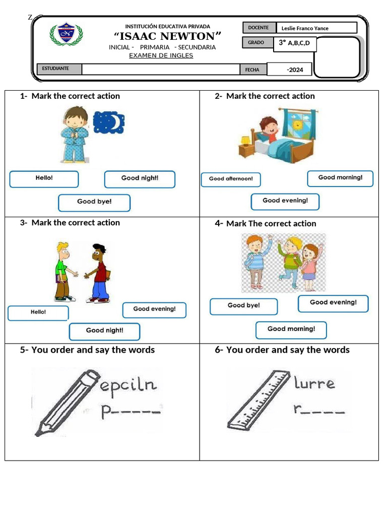 Exmen Ingles 3A - Leslie Franco | PDF