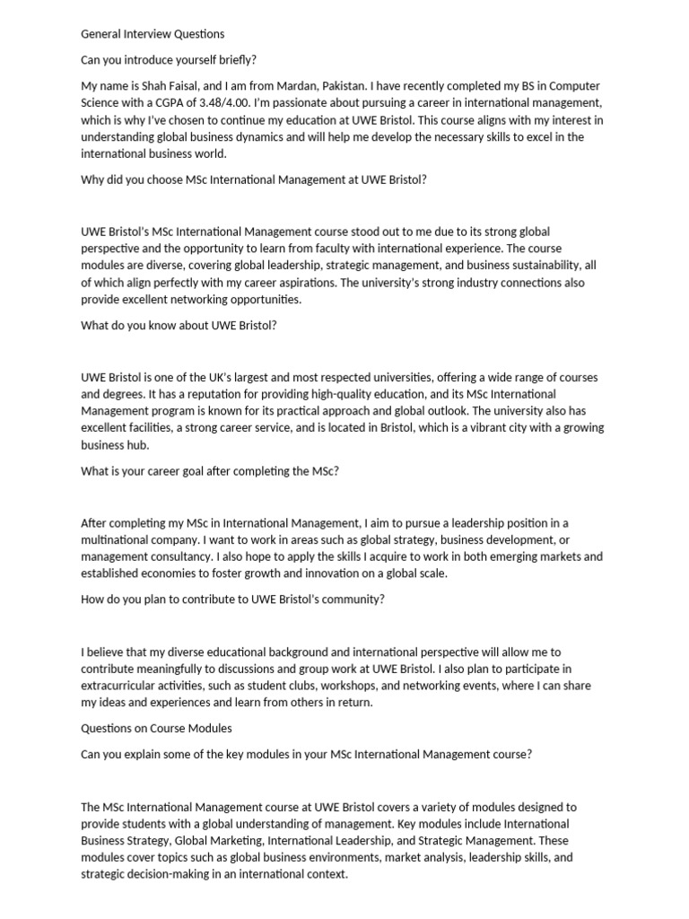 UWE Bristol MSc International Management Insights | PDF | Cost Of Living | Strategic Management