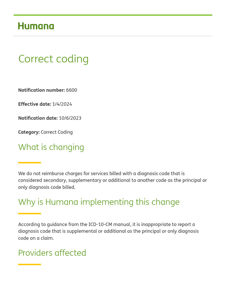 Humana ICD-10-CM Coding Update 2024 | PDF