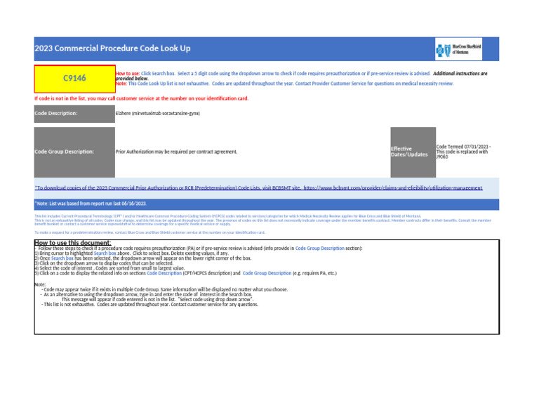 MT Comm Prod Code Look Up 2023 | PDF