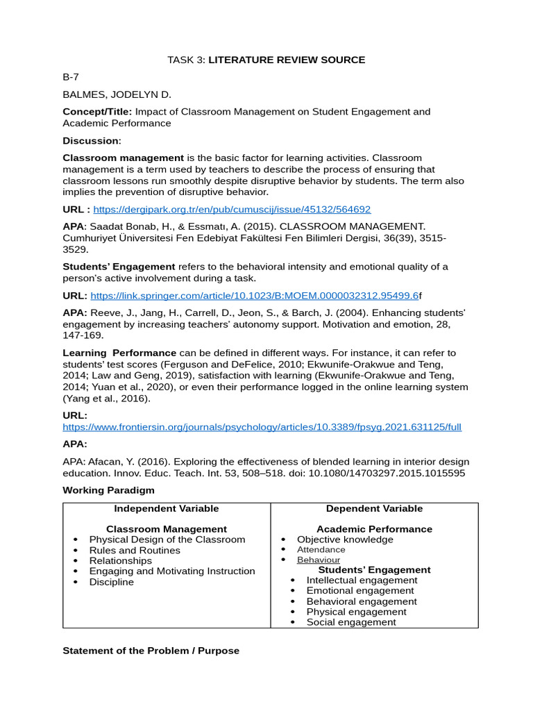 PT2 - Research Structure - B7 | PDF | Classroom Management | Reading Comprehension