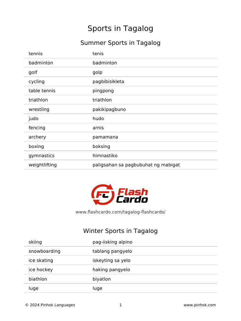 Tagalog Sports | PDF