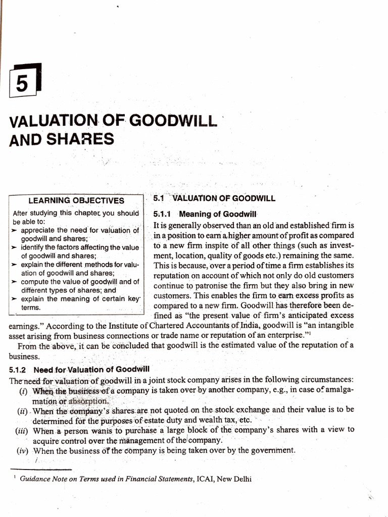 Valuation of Goodwill | PDF | Equity (Finance) | Valuation (Finance)