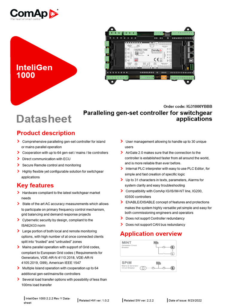 InteliGen 1000 2 2 2 Rev Y Datasheet - 3 | PDF | Power Supply | Hertz