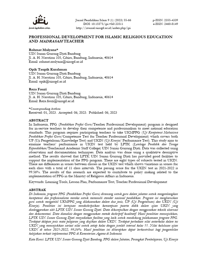 Professional Development For Islamic Rel | PDF | Teachers | Lesson Plan