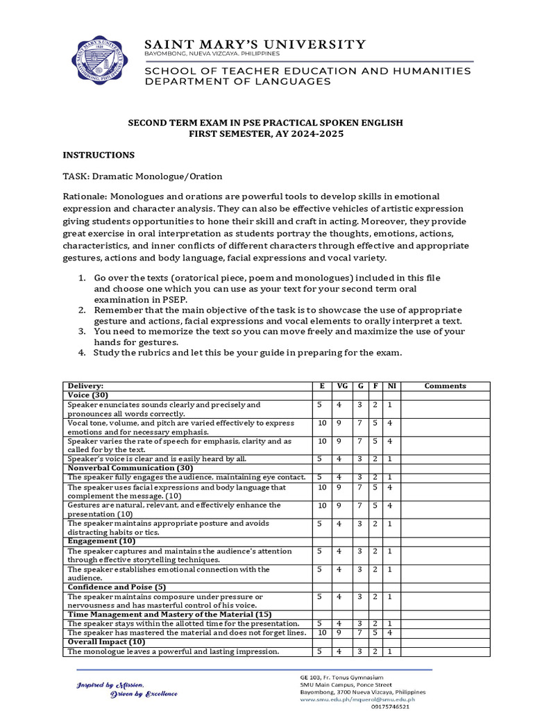 Second Term PSEP 2024 (1) | PDF | Public Speaking | Body Language