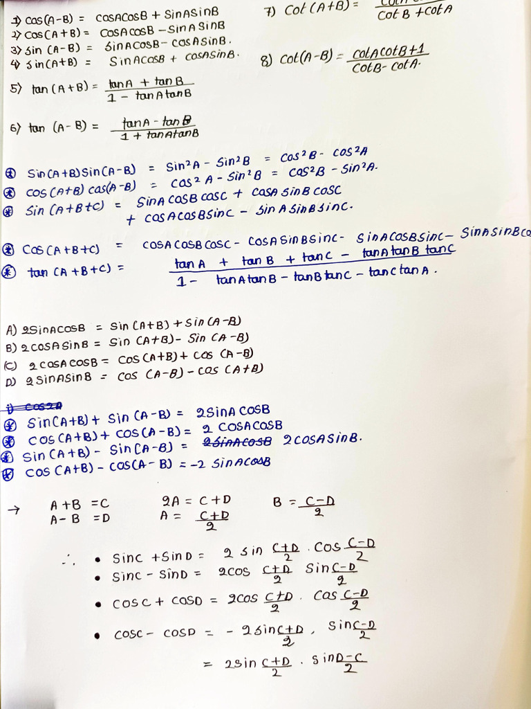 Trigonometry Formulas | PDF