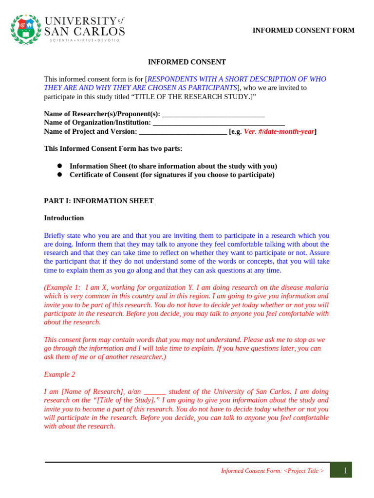 Informed Consent Form USC Template 30 May 2023 | PDF | Focus Group ...