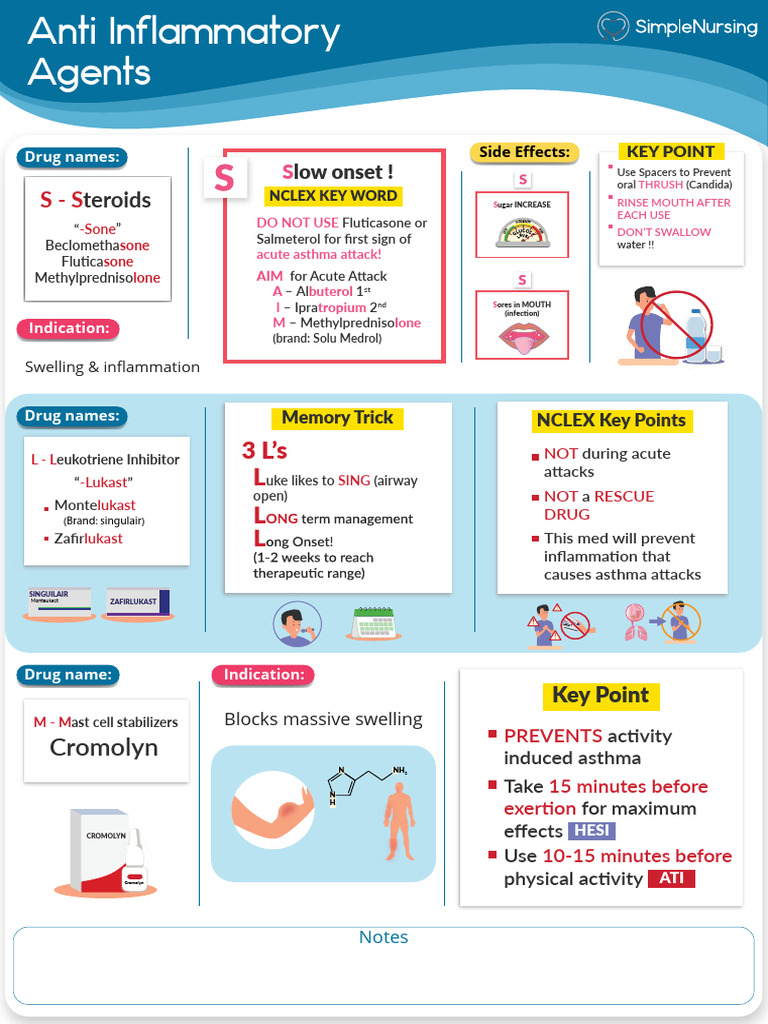 Anti-Inflammatory Agents for Asthma | PDF | Inflammation | Diseases And ...