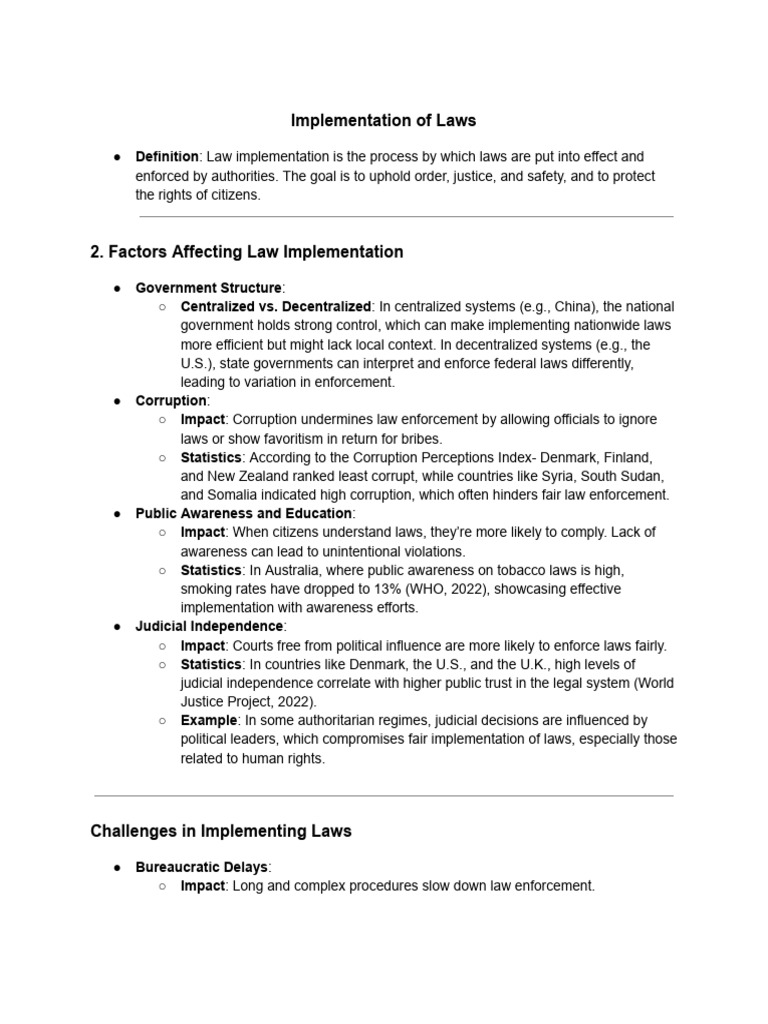 Factors Influencing Law Implementation | PDF | Corruption | Regulatory ...
