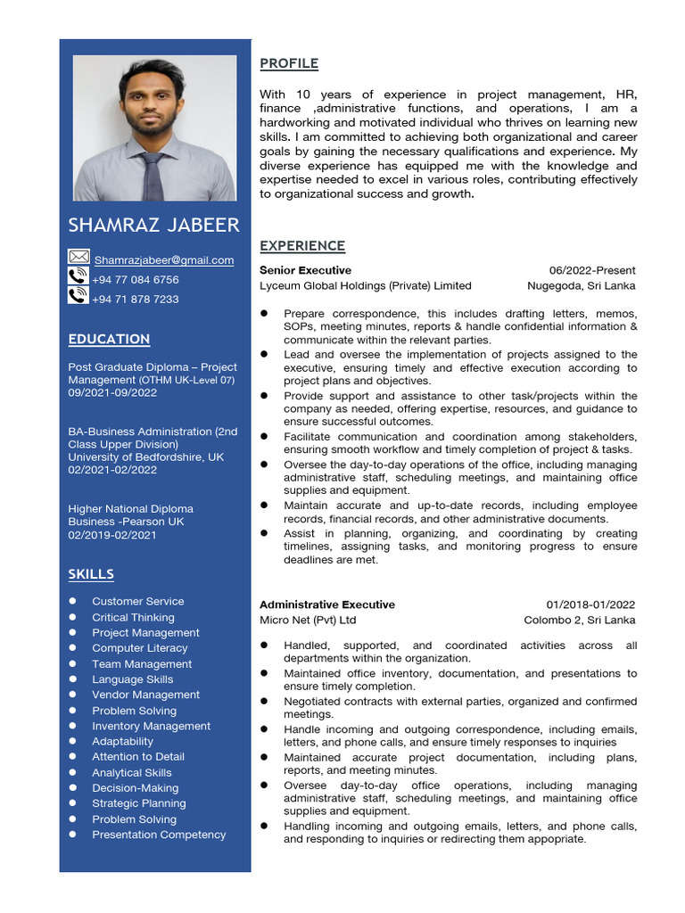 Shamraz Jabeer.922912300V | PDF | Project Management | Business Economics