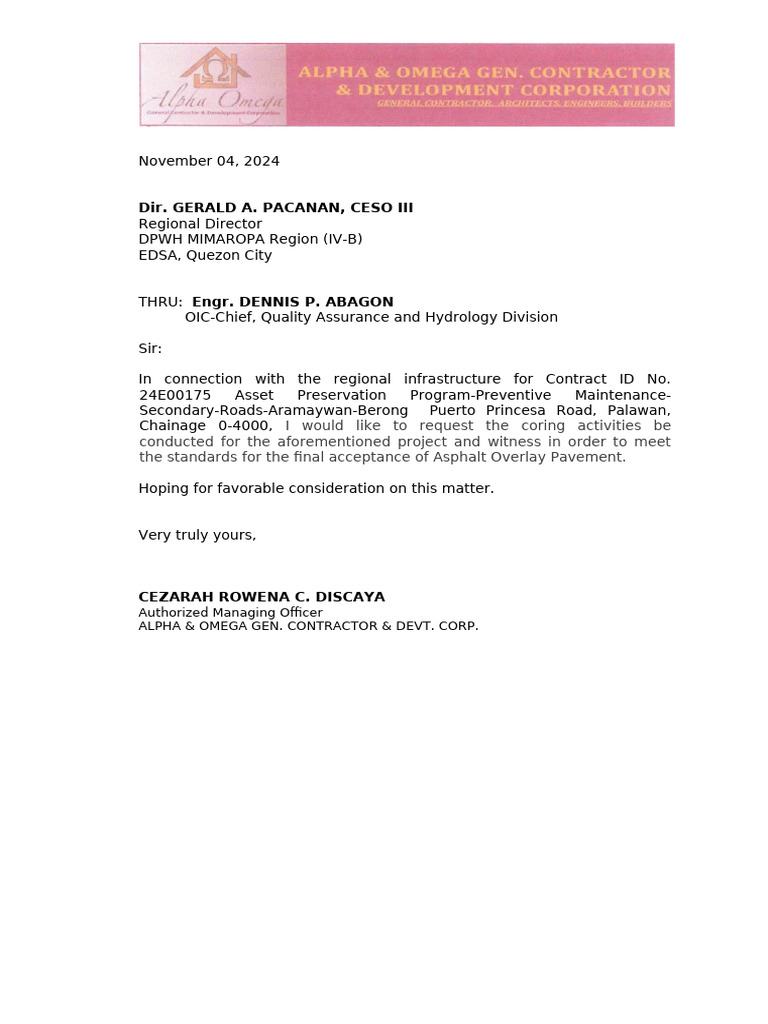 Request for Coring Activities in Palawan | PDF