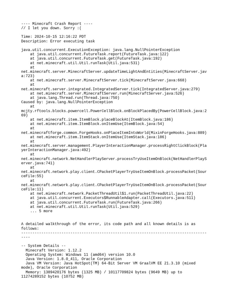 Minecraft Mod Error Report | PDF | Oracle Acquisitions | Computing Platforms