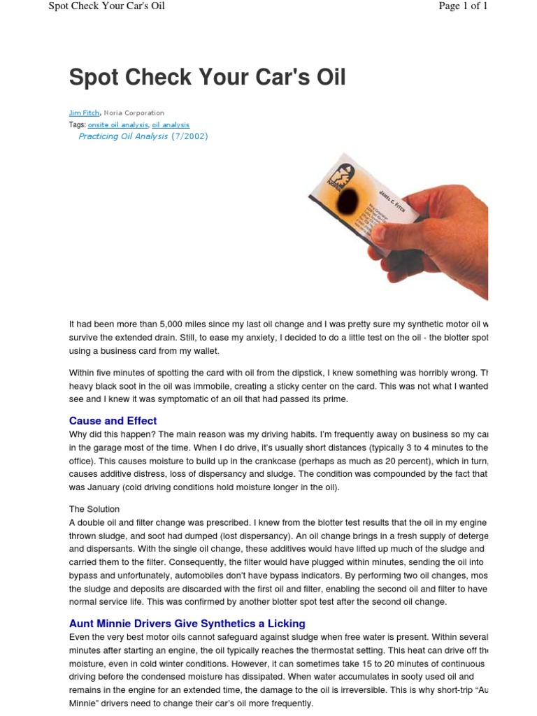 Essential Oil Check for Car Maintenance | PDF