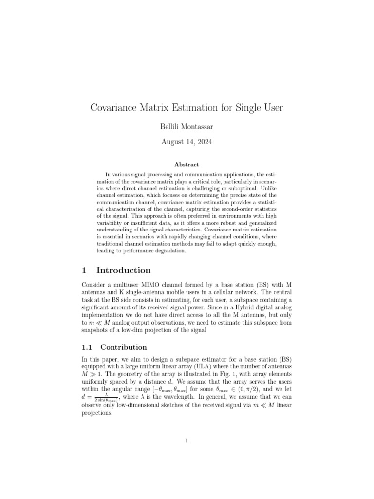 Covariance Estimation in MIMO Systems | PDF | Matrix (Mathematics) | Covariance