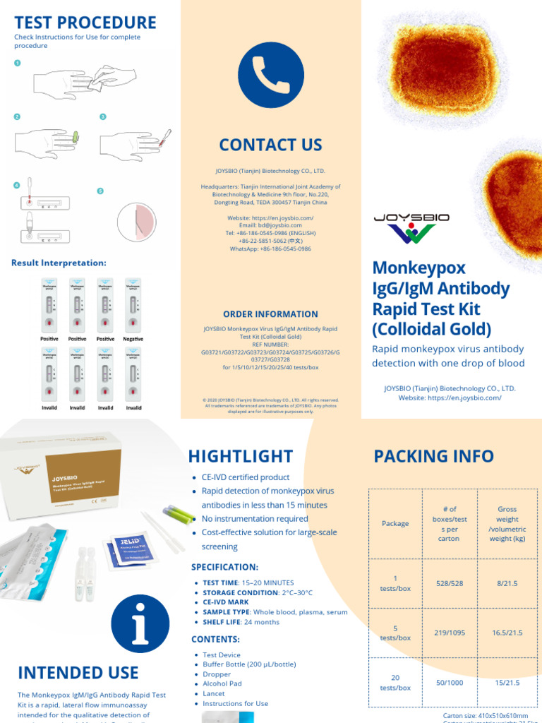 Monkeypox IgG/IgM Rapid Test Kit | PDF | Antibody | Health Sciences