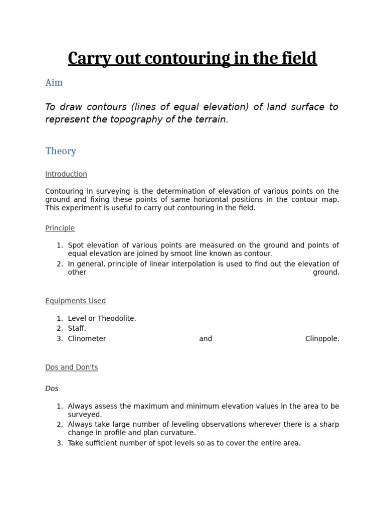Carry Out Contouring in The Field | PDF
