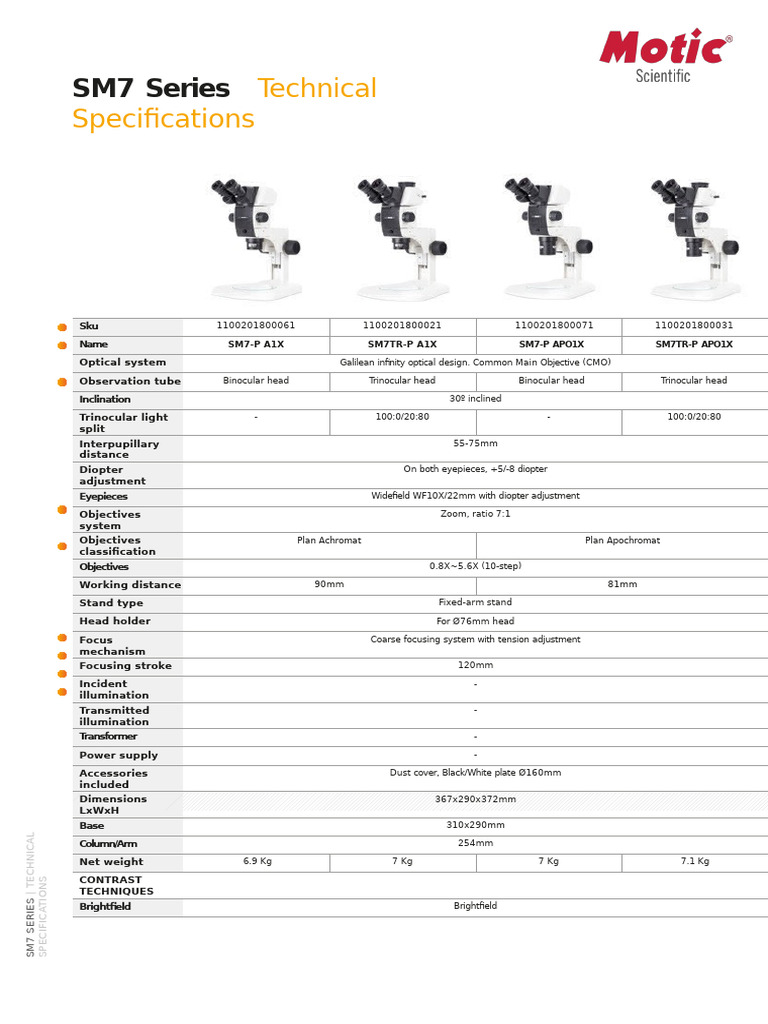 20 380 Sm7 SP en Motic | PDF | Equipment | Glass Applications