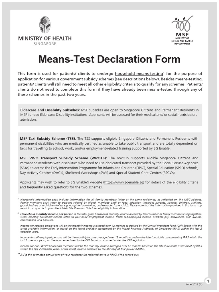 Means-Test Declaration Form | PDF