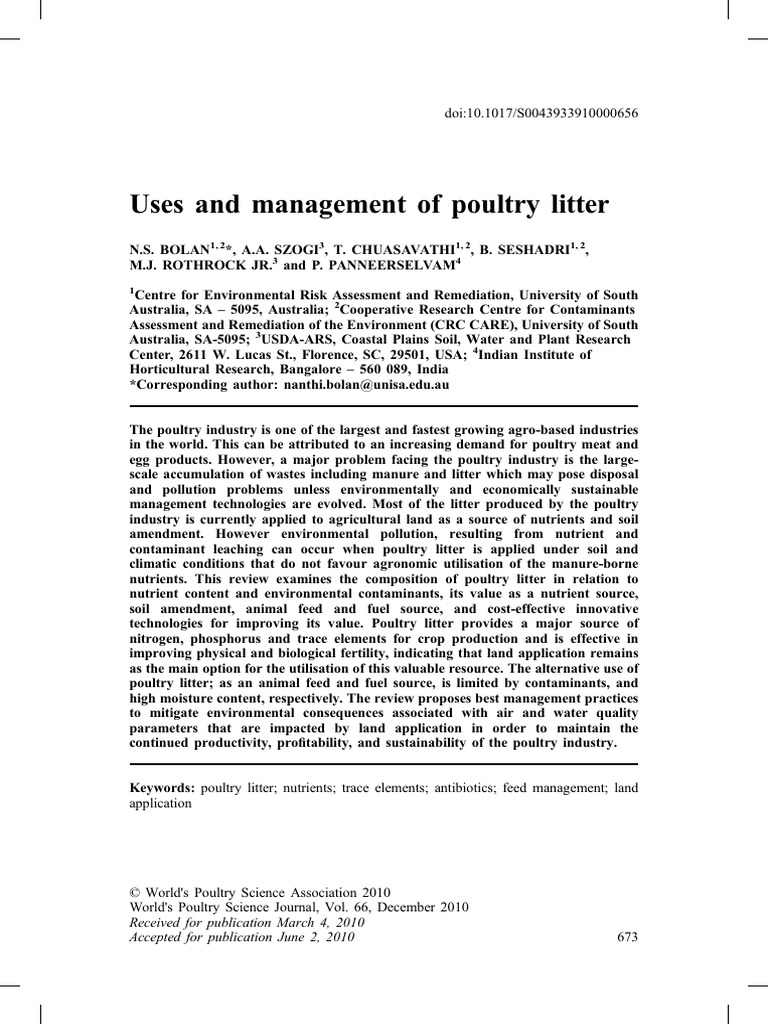 Poultry Litter Management Practices | PDF | Soil | Manure