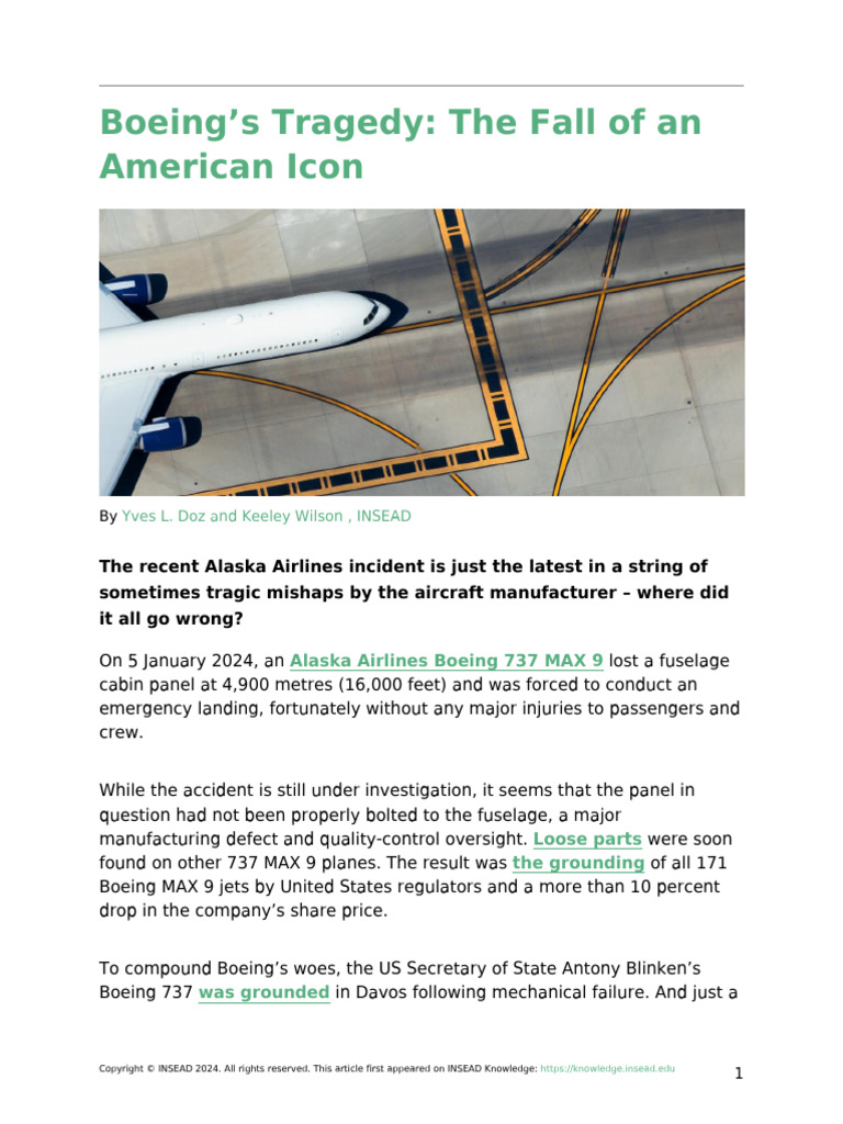 Boeings Tragedy The Fall of An American Icon! | PDF | Boeing | Aviation