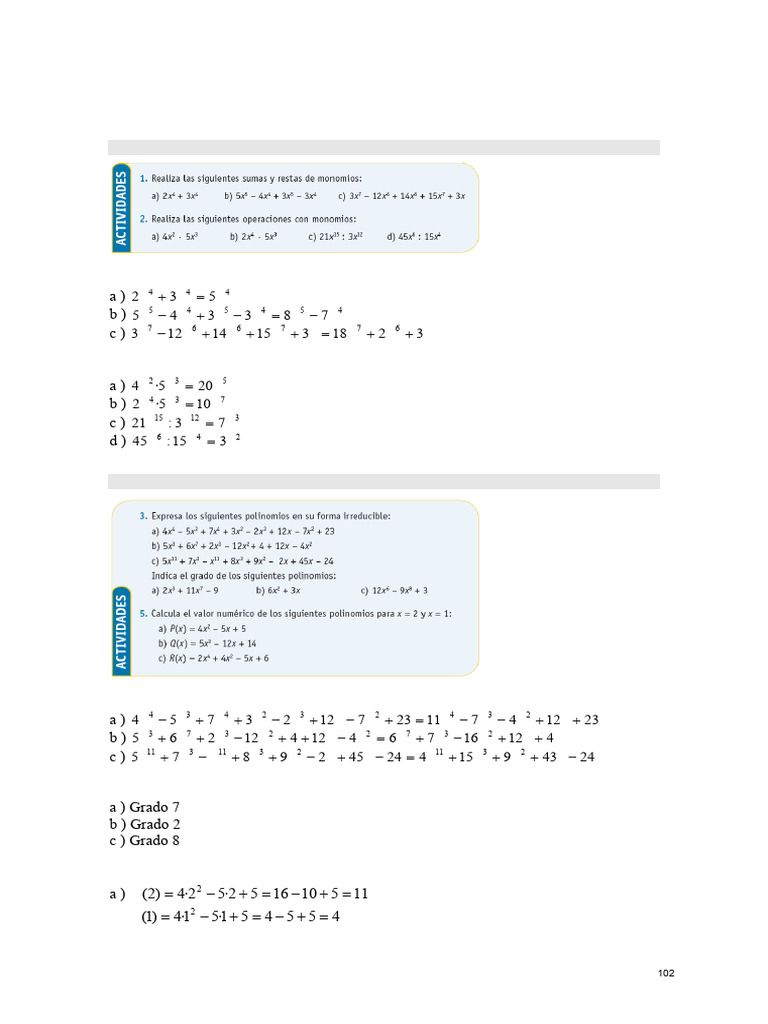 UDs 3 y 4. Polinomios y División de Polinomios | PDF