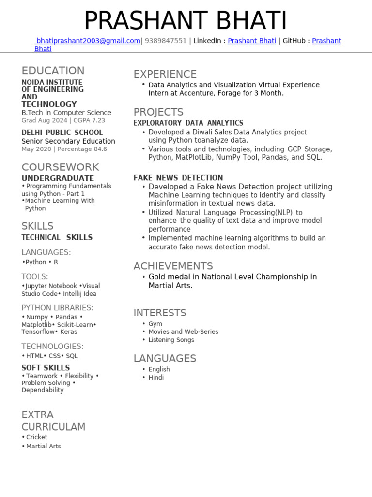 Prashant CV | PDF