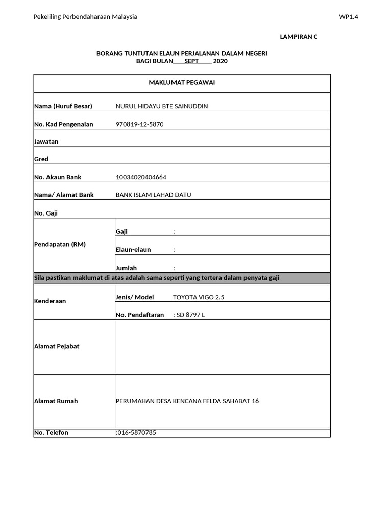 Borang Claim SPR 2020 Ayu | PDF