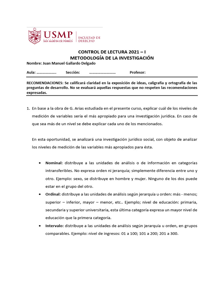 Niveles de Medición en Investigación Jurídica | PDF | Nivel de medida ...