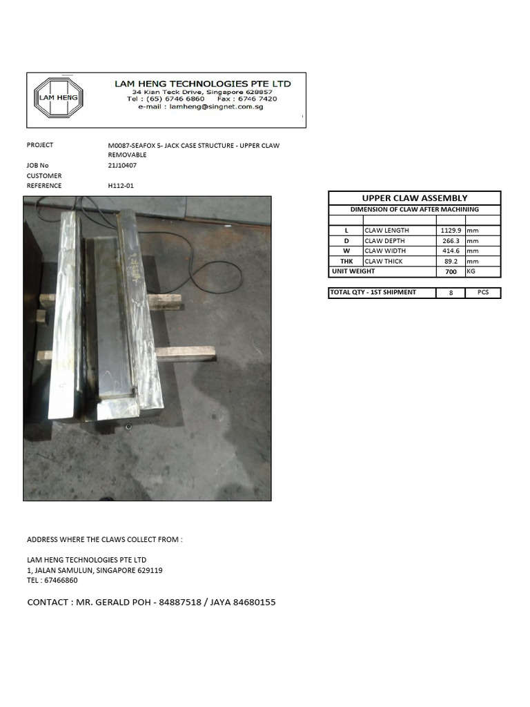 Lower Claw and Upper CLW Assembly - Information | PDF