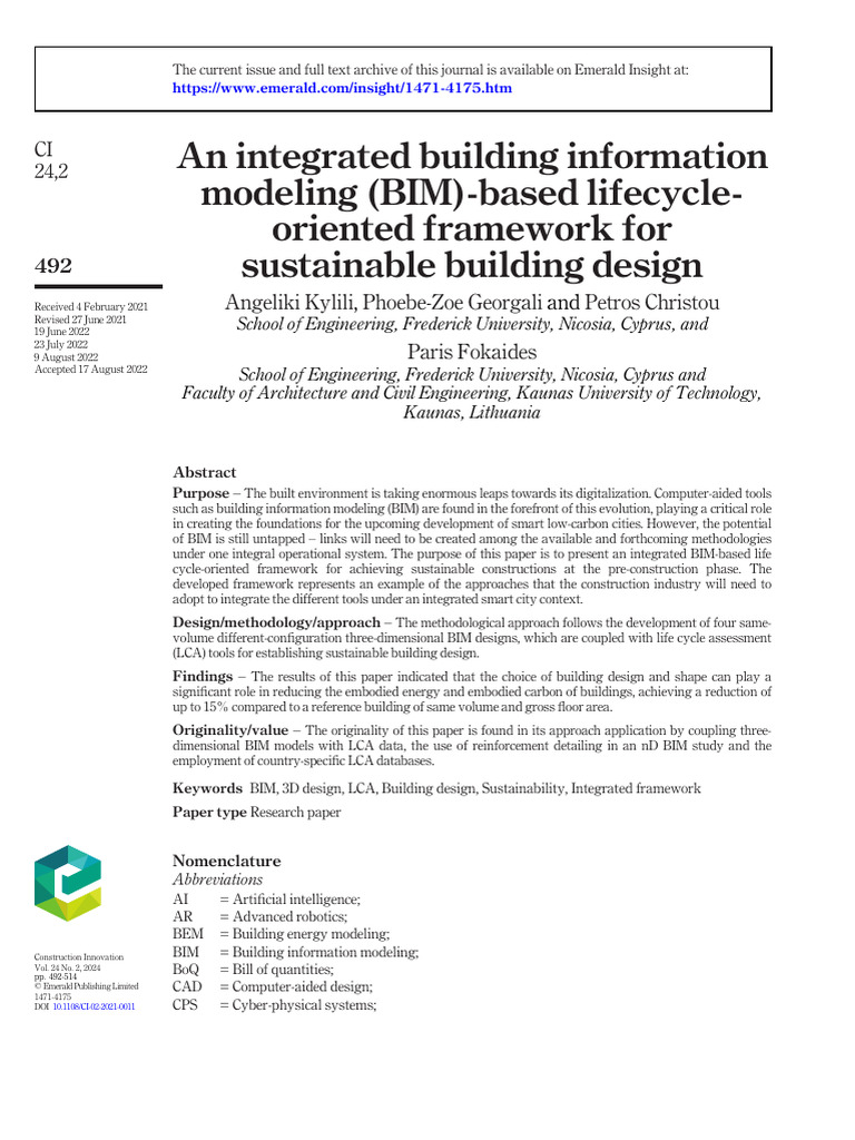 An Integrated Building Information | PDF | Life Cycle Assessment | Building Information Modeling