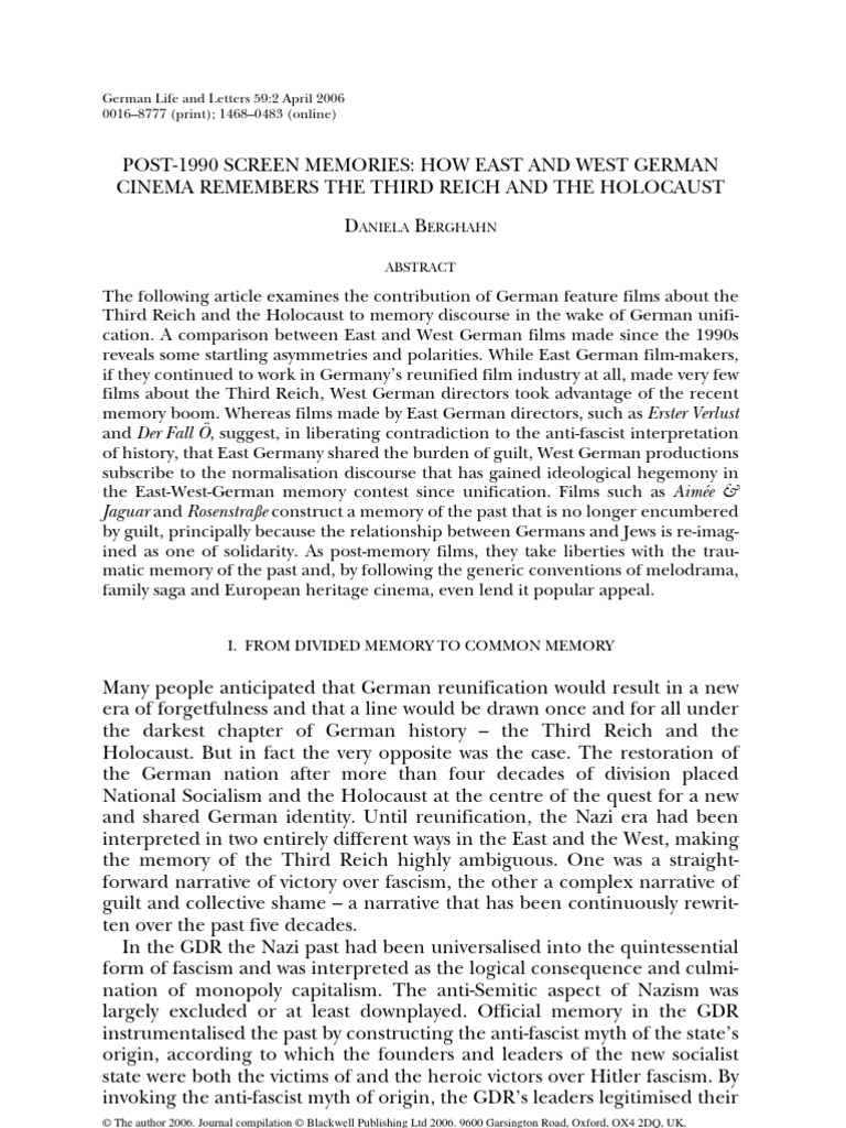 East and West German Cinema | PDF | Nazi Germany | The Holocaust