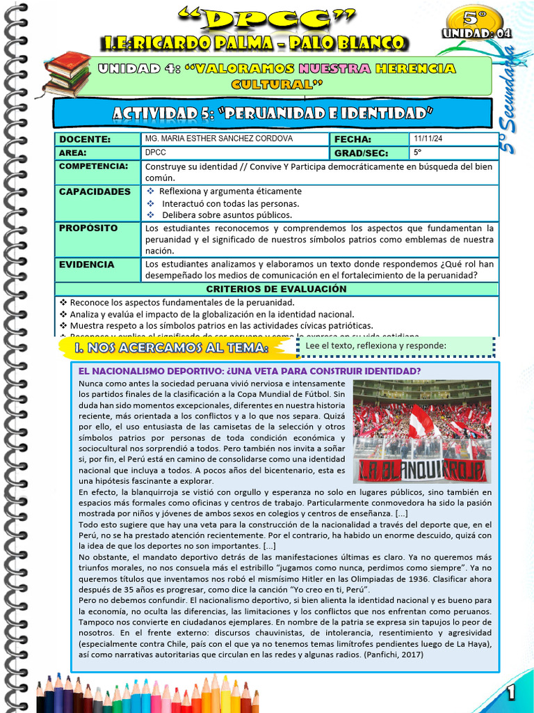 5° DPCC - Actv.05-Unid.4 2024 | PDF