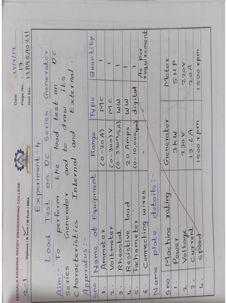 Load Test On DC Series Generator | PDF