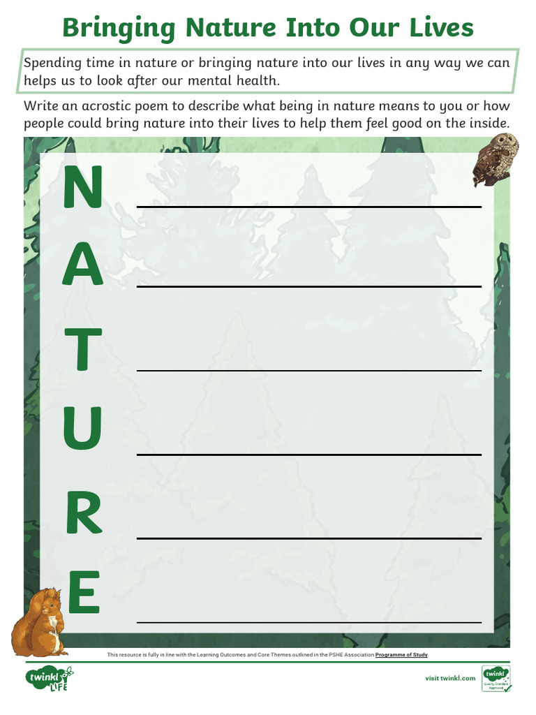 Bringing Nature Into Our Lives Acrostic Poem | PDF