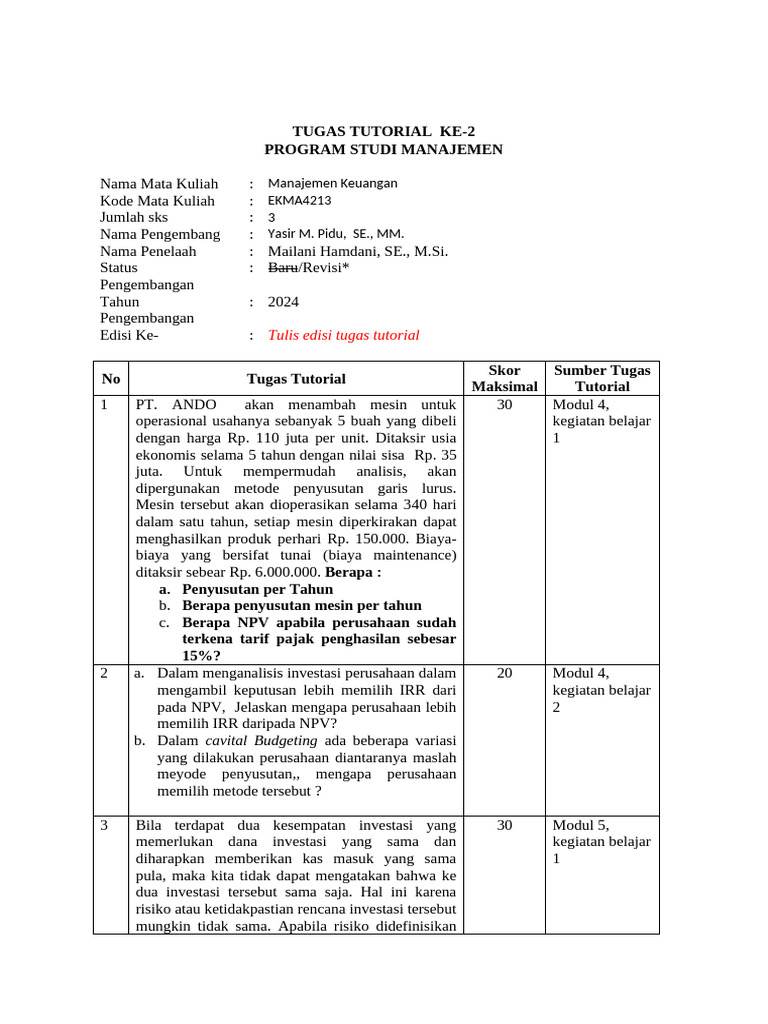 Tugas 2 Manajemen Keu | PDF