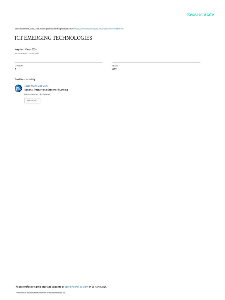 Ict Emerging Technologies Jacob K Muimi | PDF | Internet Of Things ...