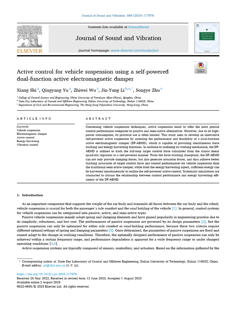 03 Active Control For Vehicle Suspension Using A Self-Powered Dual ...