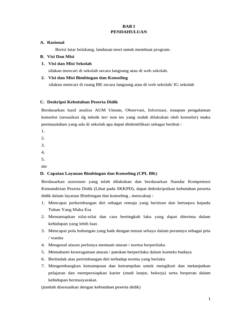 Format Laporan Program BK | PDF