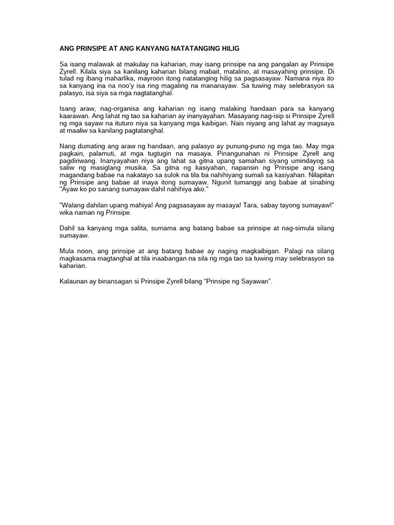 Ang Prinsipe at Ang Kanyang Natatanging Hilig | PDF