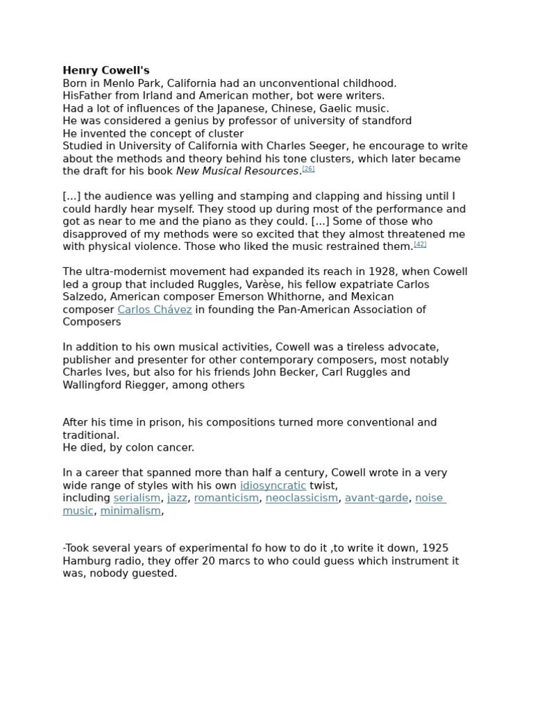 Henry Cowell Script | PDF