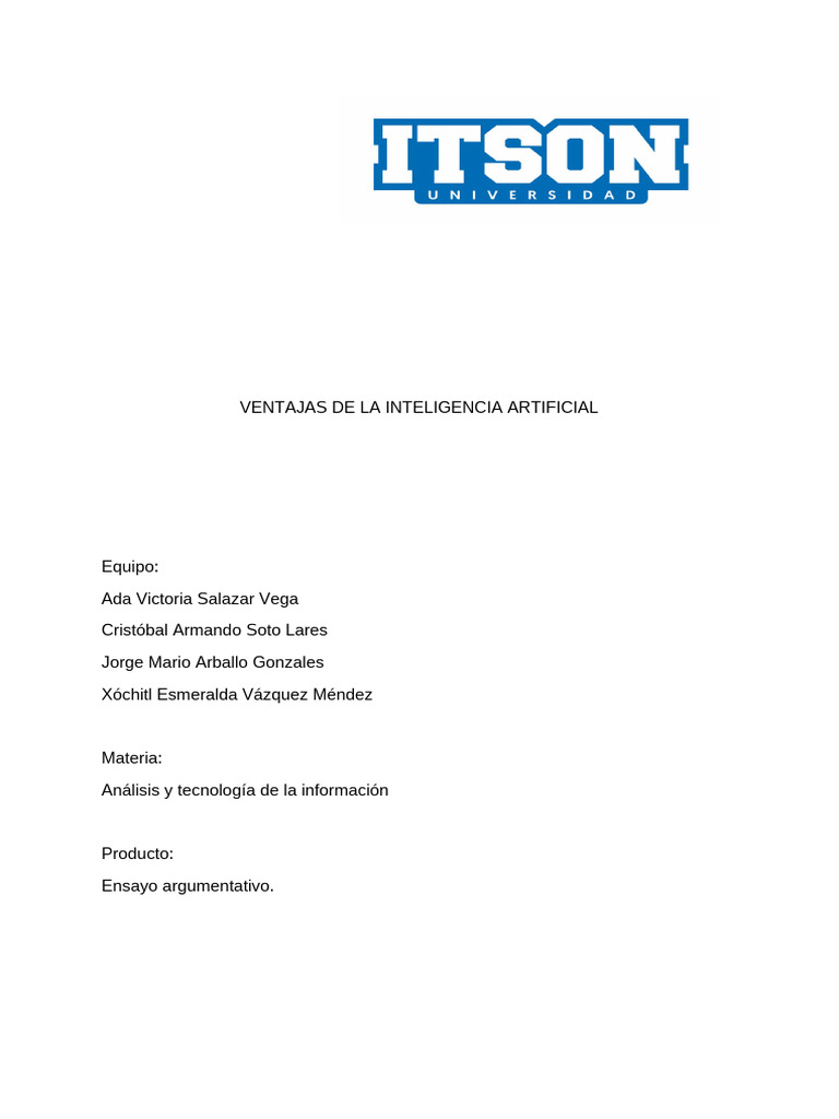 Ensayo Argumentativo | PDF | Inteligencia artificial | Inteligencia (IA ...