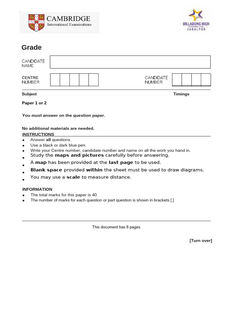 CIE Paper Format and Instructions | PDF