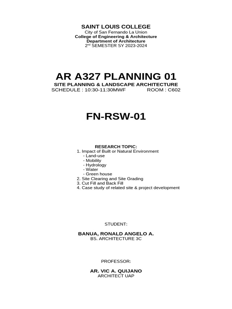 Planning - FN-RSW-011 | PDF | Greenhouse Gas | Water