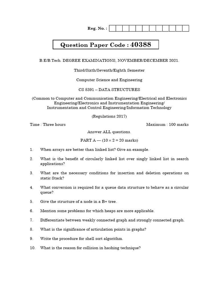 Cse-Nd-2021-Cs 8391-Data Structures-20630293-40388 (CS8391) | PDF | Theoretical Computer Science ...