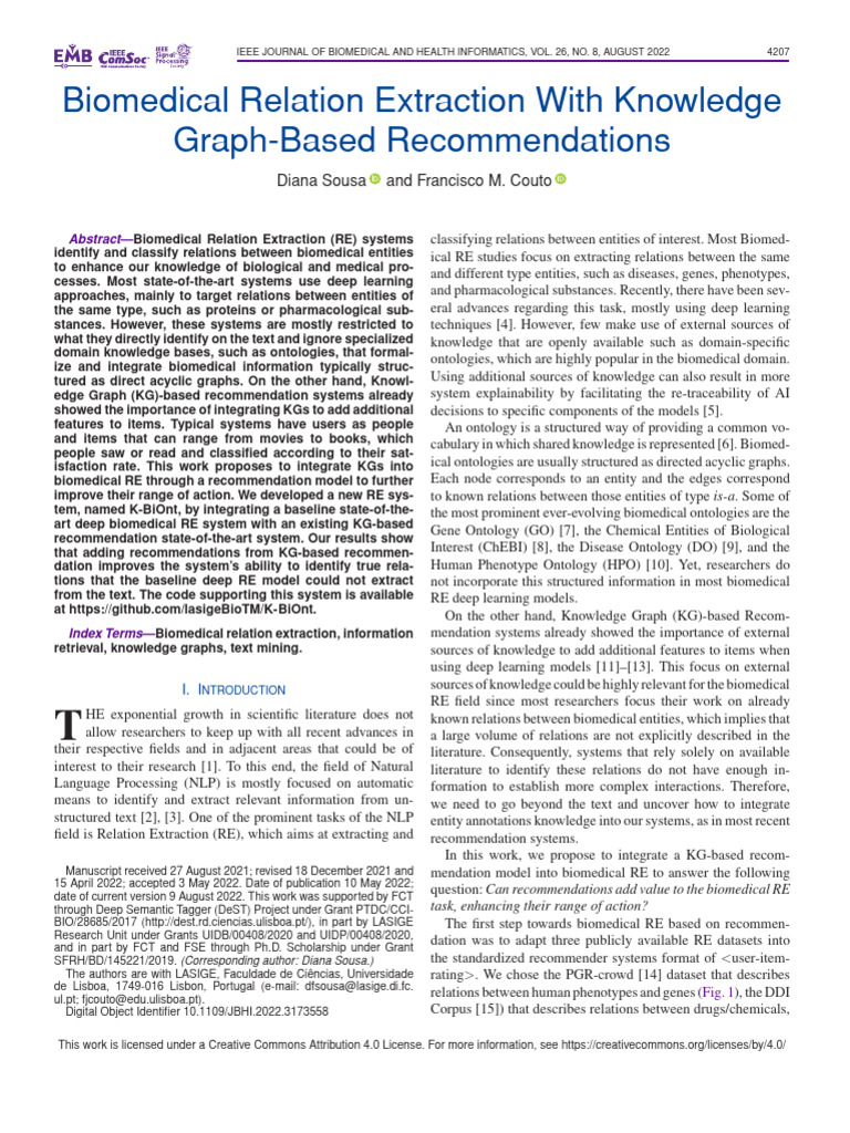 Biomedical Relation Extraction With Knowledge Graph-Based Recommendations | PDF | Deep Learning ...