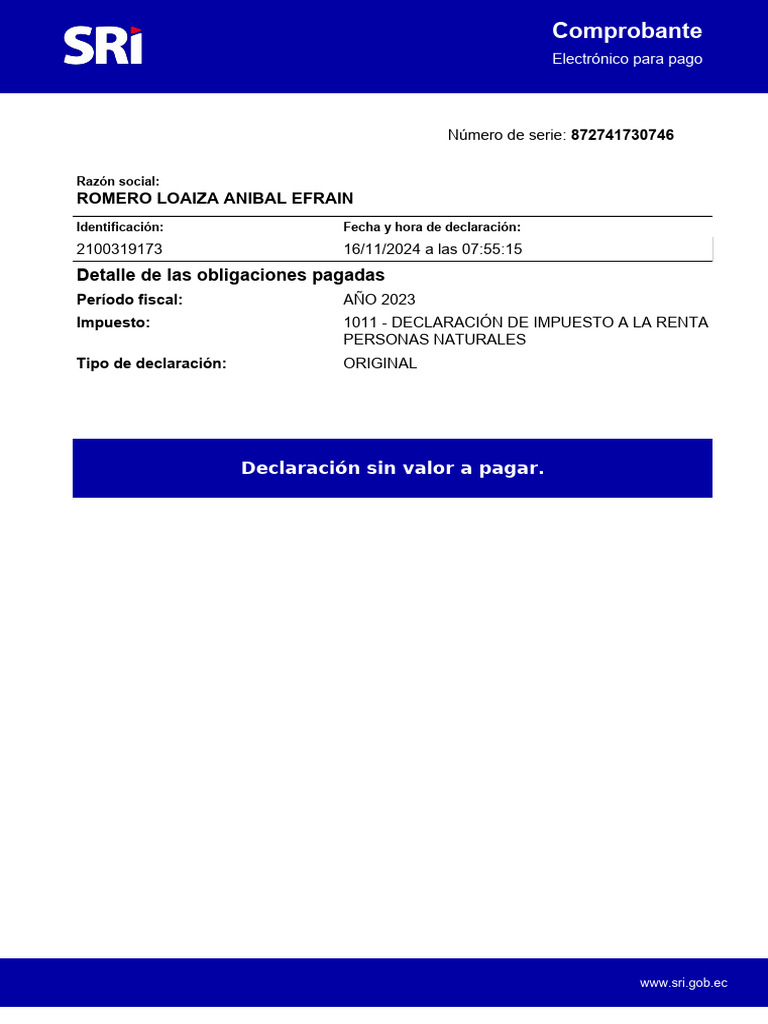 Documento de Pago Cero | PDF