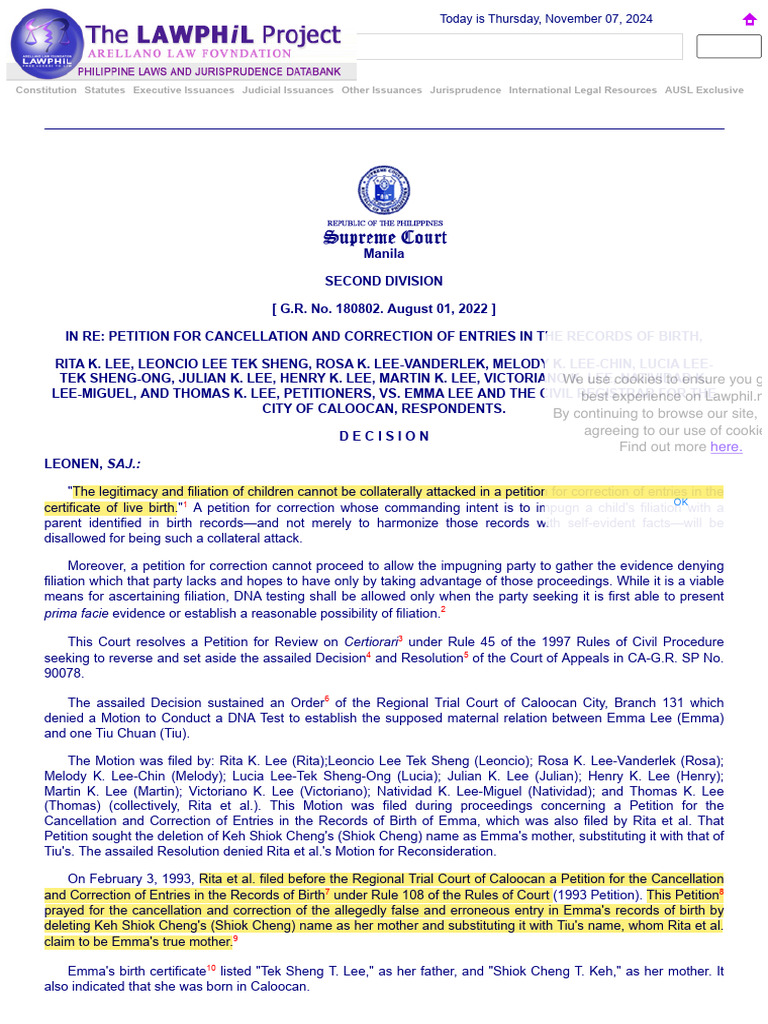 Lee v. Lee | PDF | Appeal | Law Of The Case