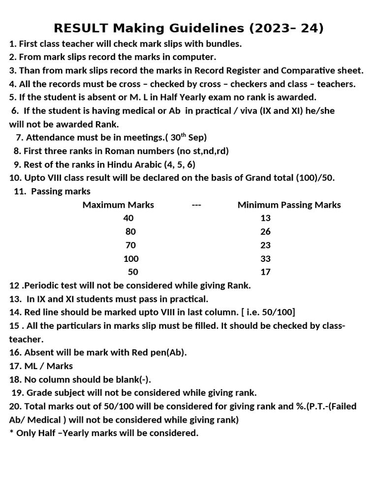 Guidelines For Result Making | PDF